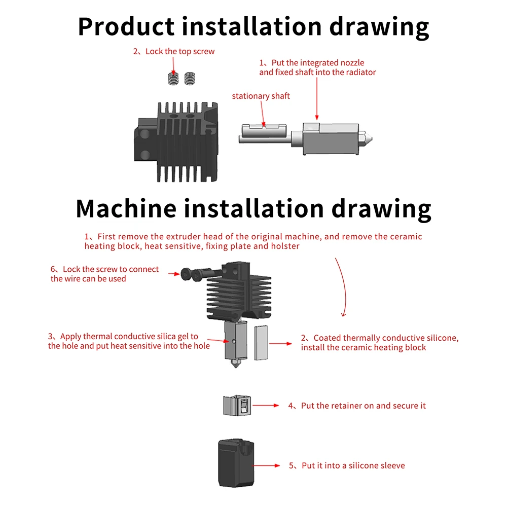 For Bambu Lab X1&p1p Printer Upgraded 3d Extrusion Head Hot End Cht ...