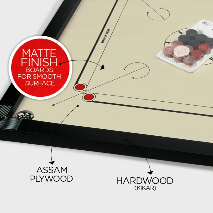 Customizable Carrom Board - Natural Wood, 3 X 1.5 Inch Border