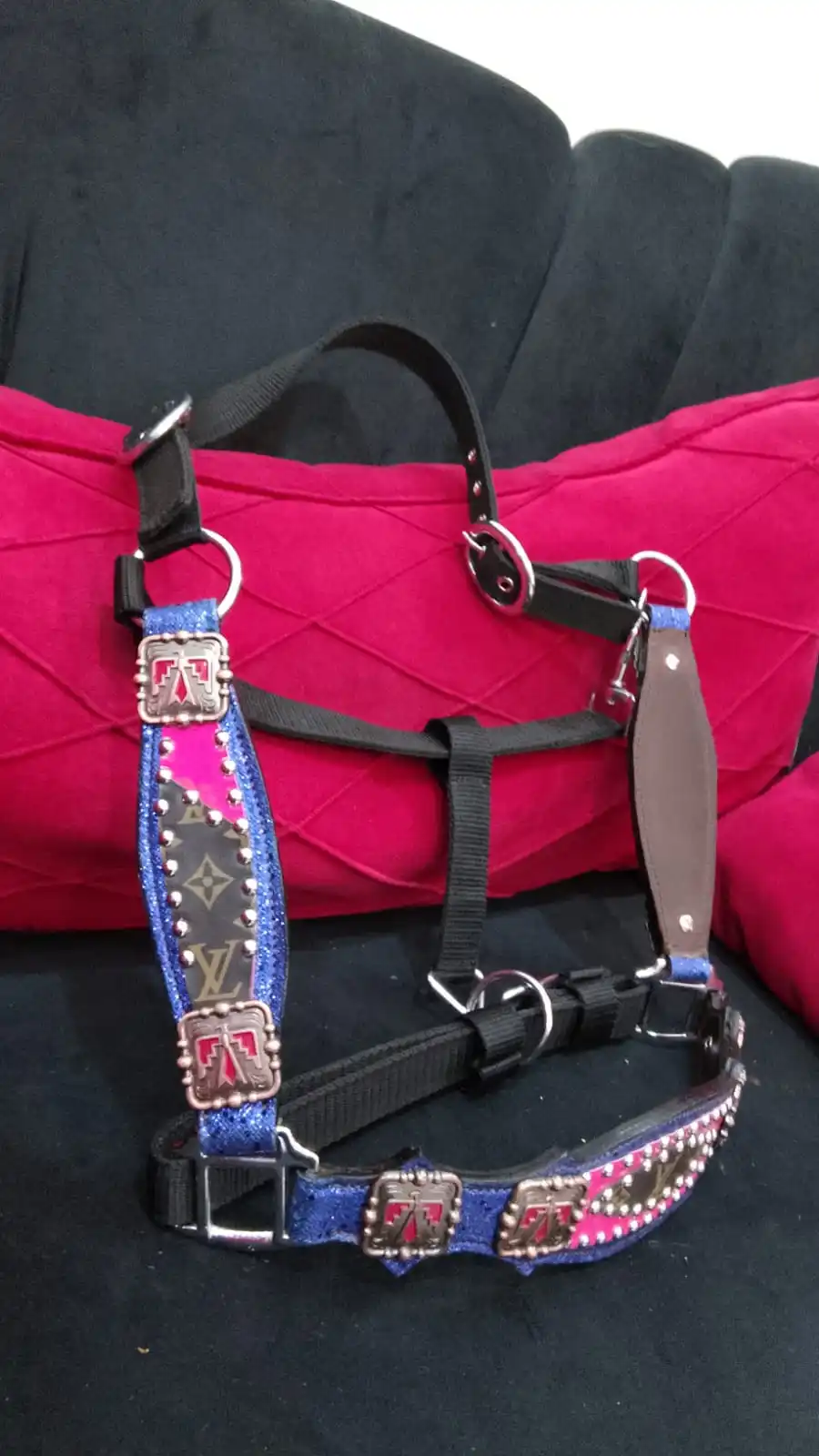 New Metallic Luxury Custom Fringe Premium Leather Halter Padded Leather ...