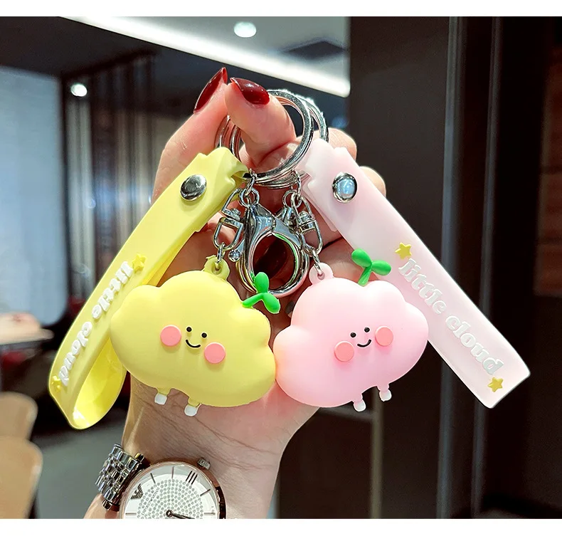 2023 Cartoon Soft Doll Grass Cloud Kawaii Key Chains Car Key Rings ...