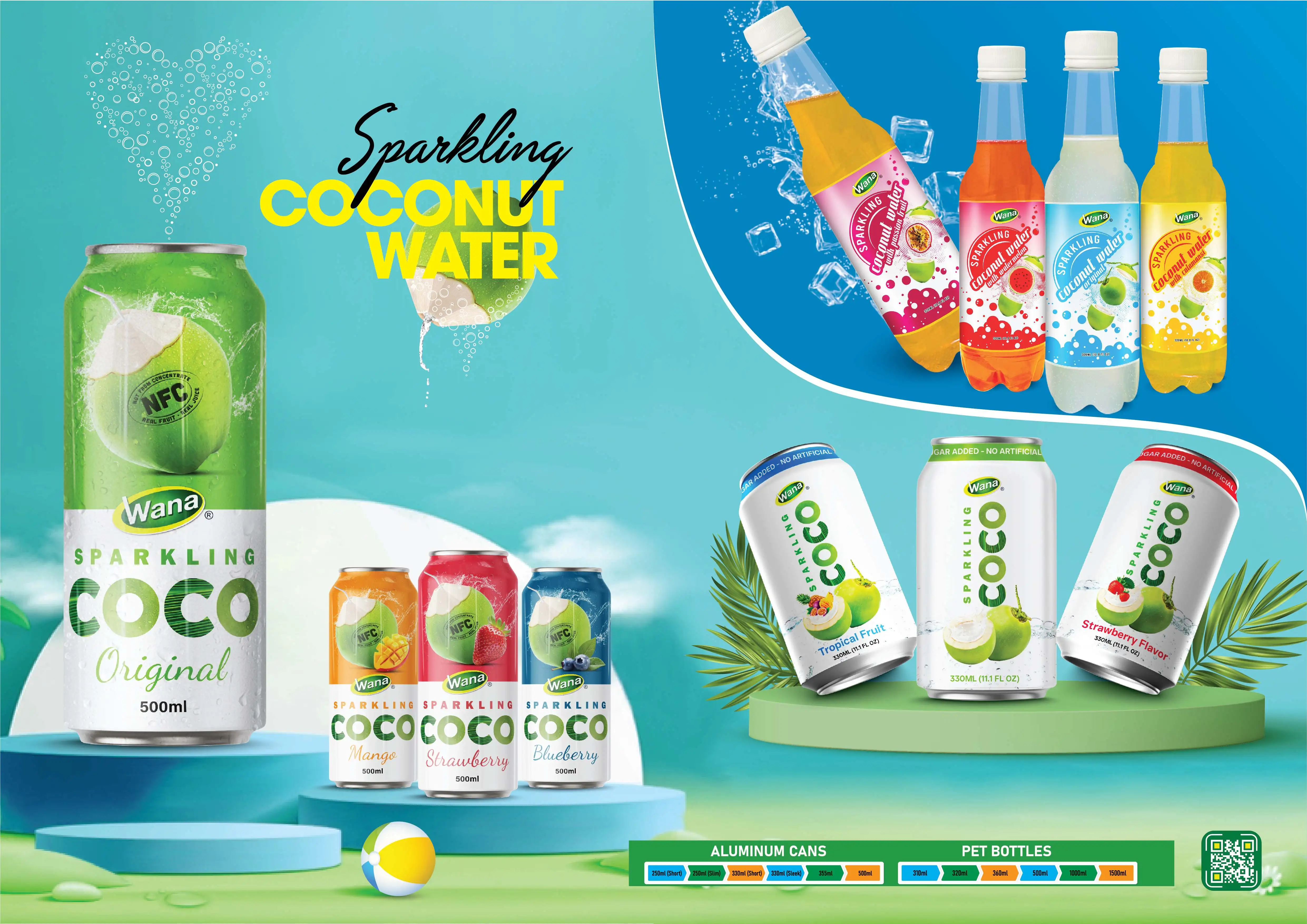 Refreshing Sparkling Coconut Water with Watermelon Flavor