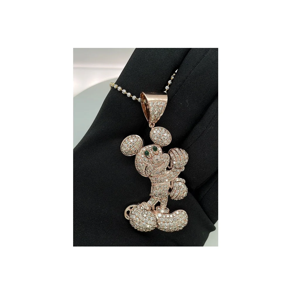 Natural Diamonds Cartoon Style Mickey Mouse Pendant 14kt Rose Gold With ...