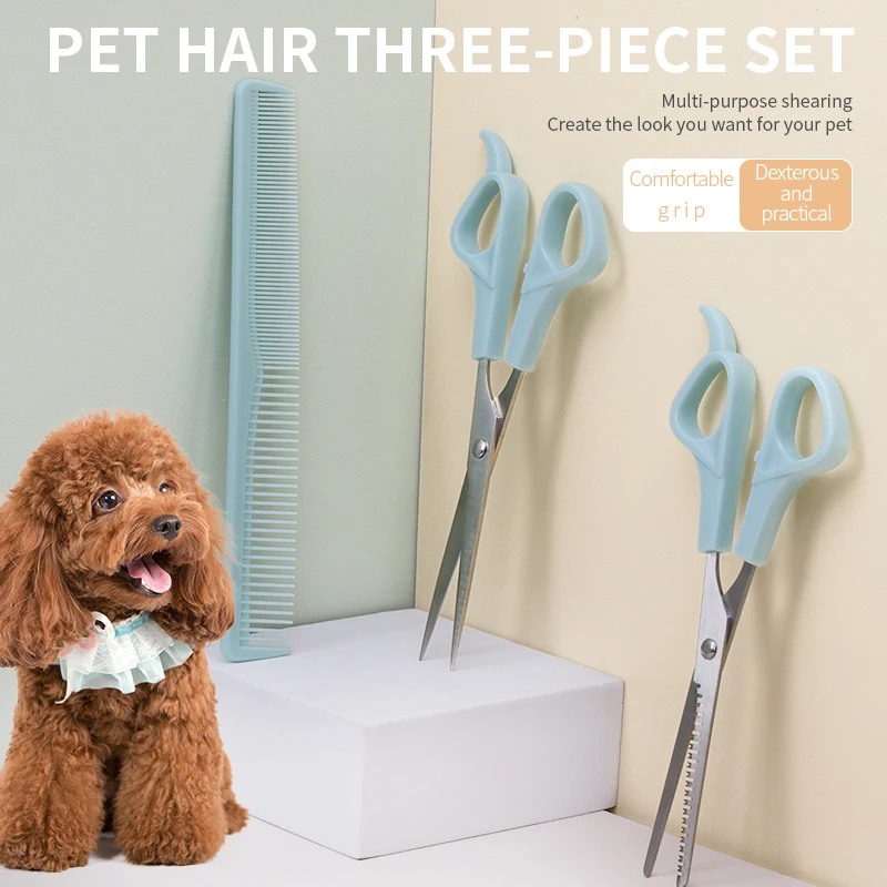 Stainless Steel Thinning Hair Curved Pet Scissors Set Curved ...