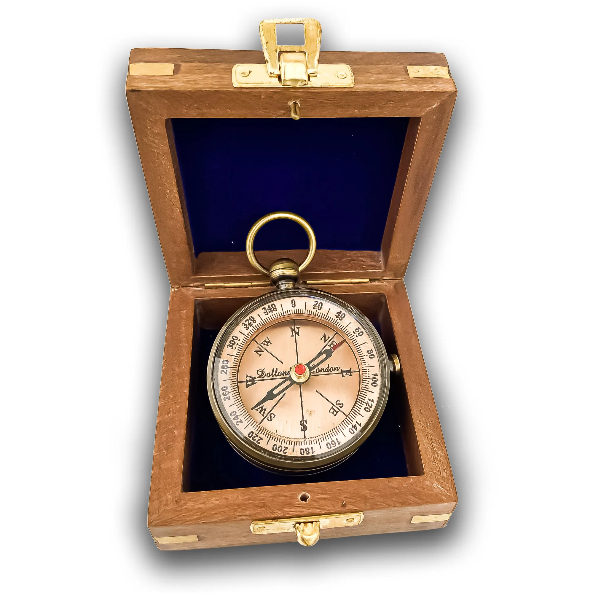 Traveller's Antique Brass Pocket Compass With Wooden Box Handmade ...