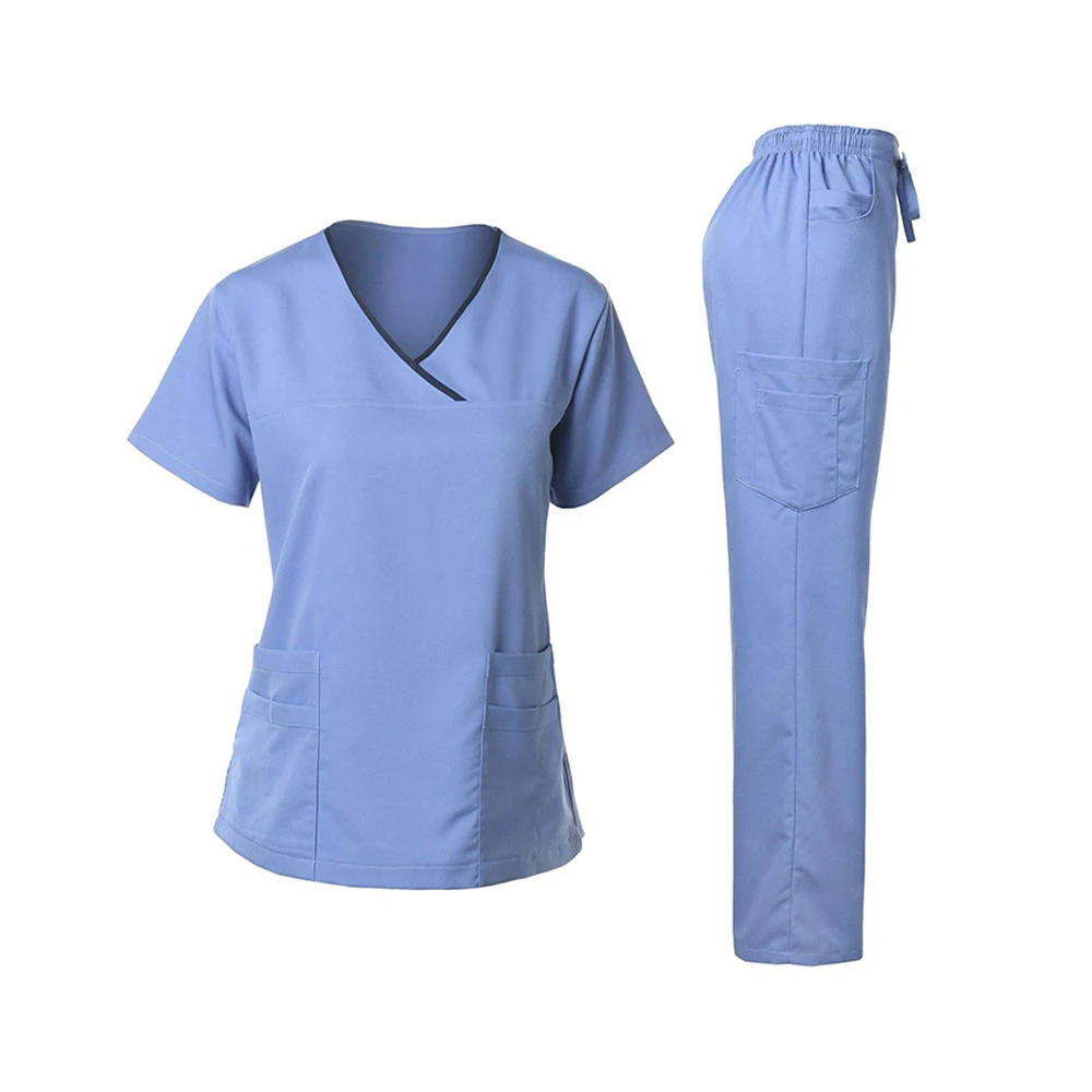 Navy Blue Color Medical Uniform Scrubs Set Plus Size Hospital Security ...