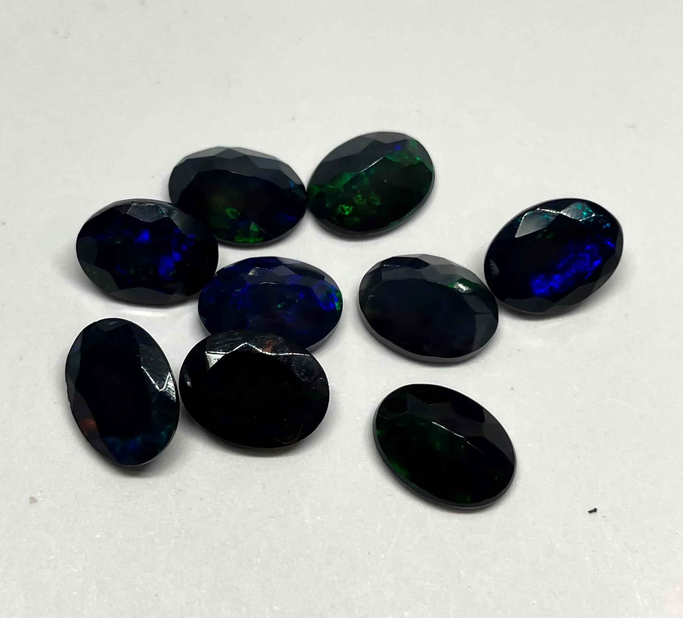 Oval 100% True Black Fire Ethiopian Opal 5x7mm Cut Faceted Natural ...