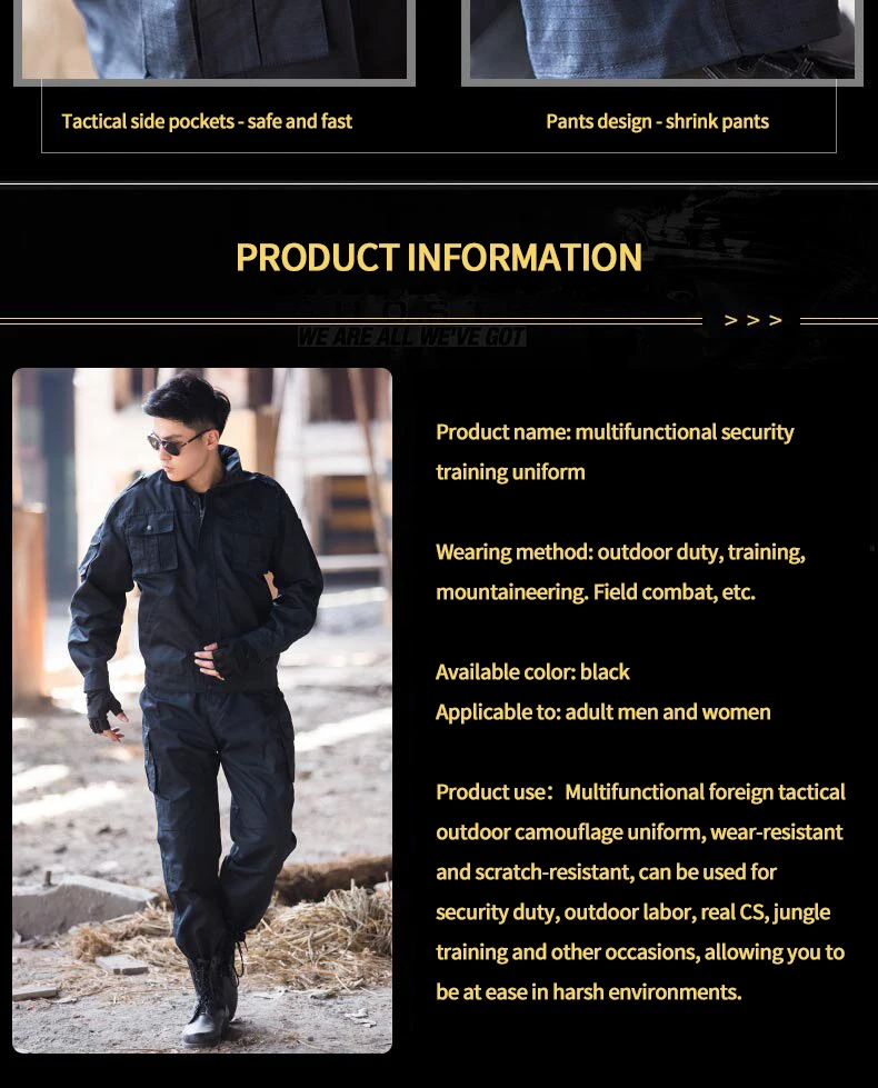Design Security Guard Uniform Jackets Men's Security Jacket Black Wear ...