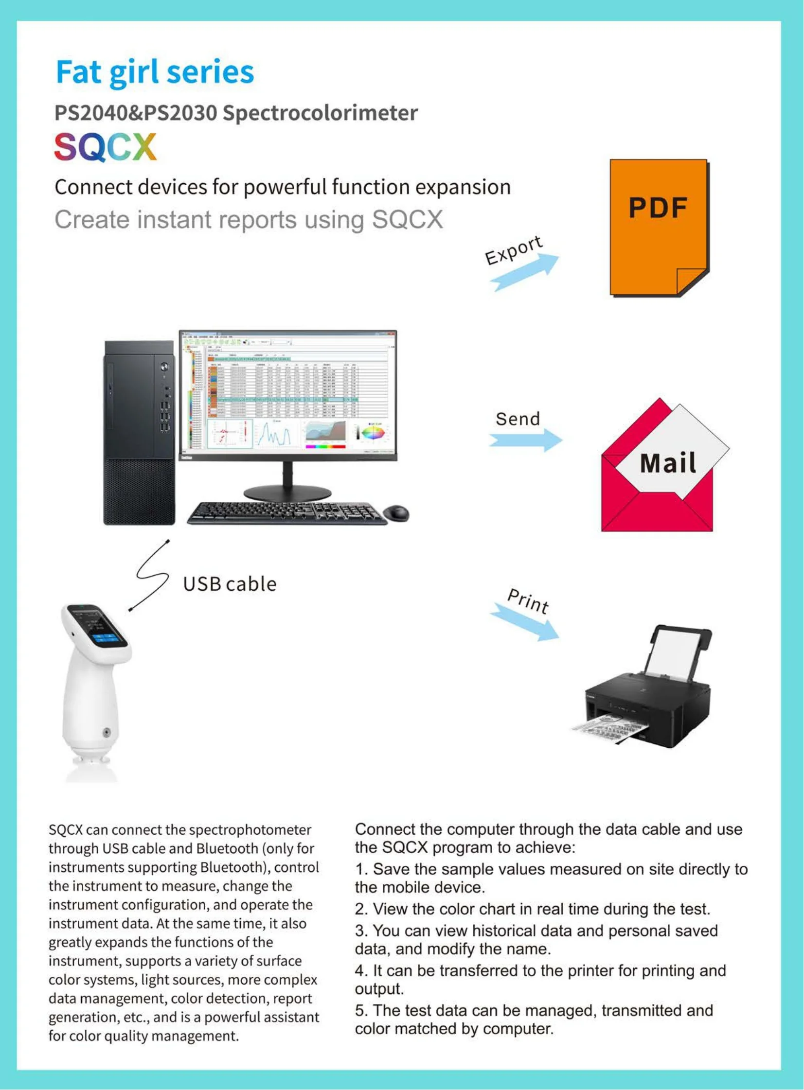 Ps2040 3nh Spectrophotometer Color Measurement Portable Handheld ...