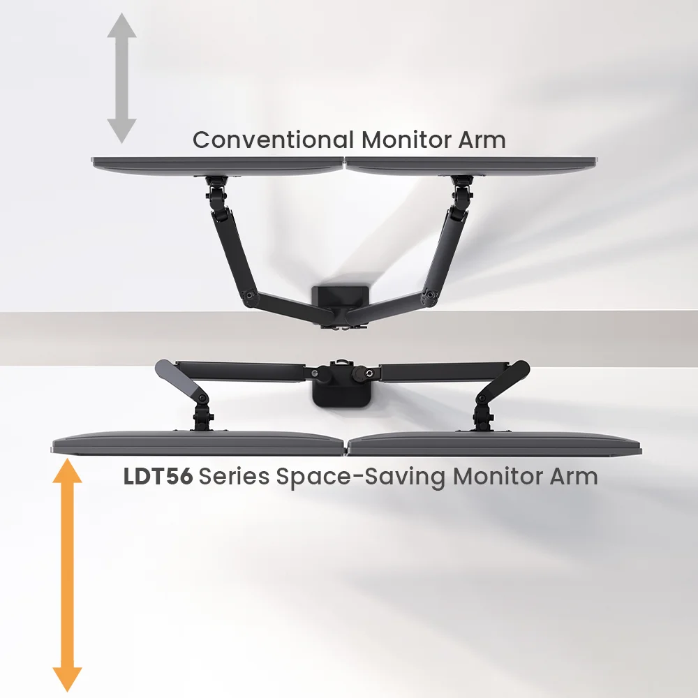 Space-saving Dual Monitor Mount Arm by LUMI - Adjustable & Stylish