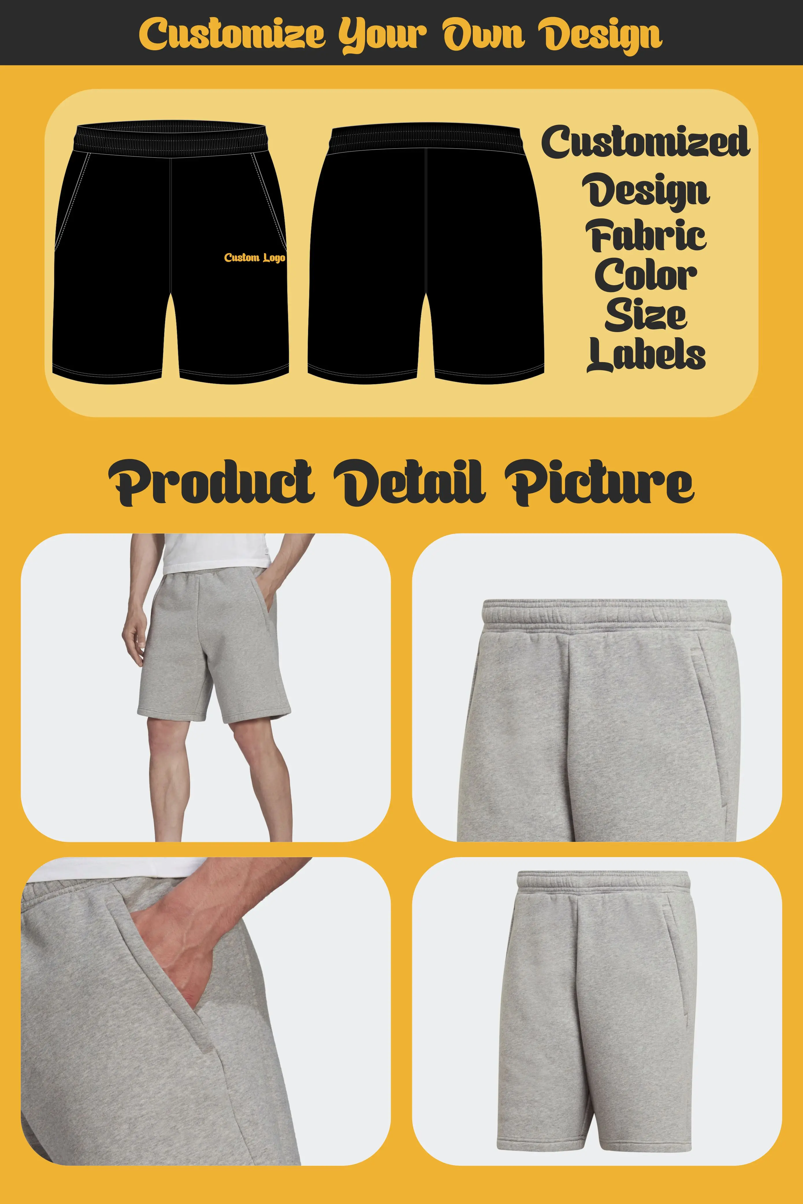 Men High-quality Two-piece Shorts Custom Men Gym Short French Fleece ...