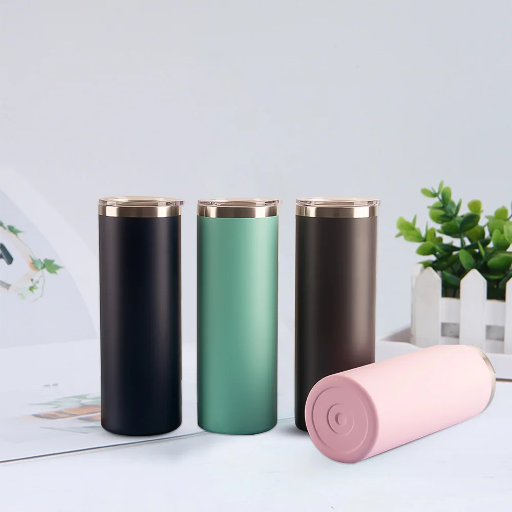 US Warehouse Powder Coated 20oz Slim Travel Mug Stainless Steel Double ...