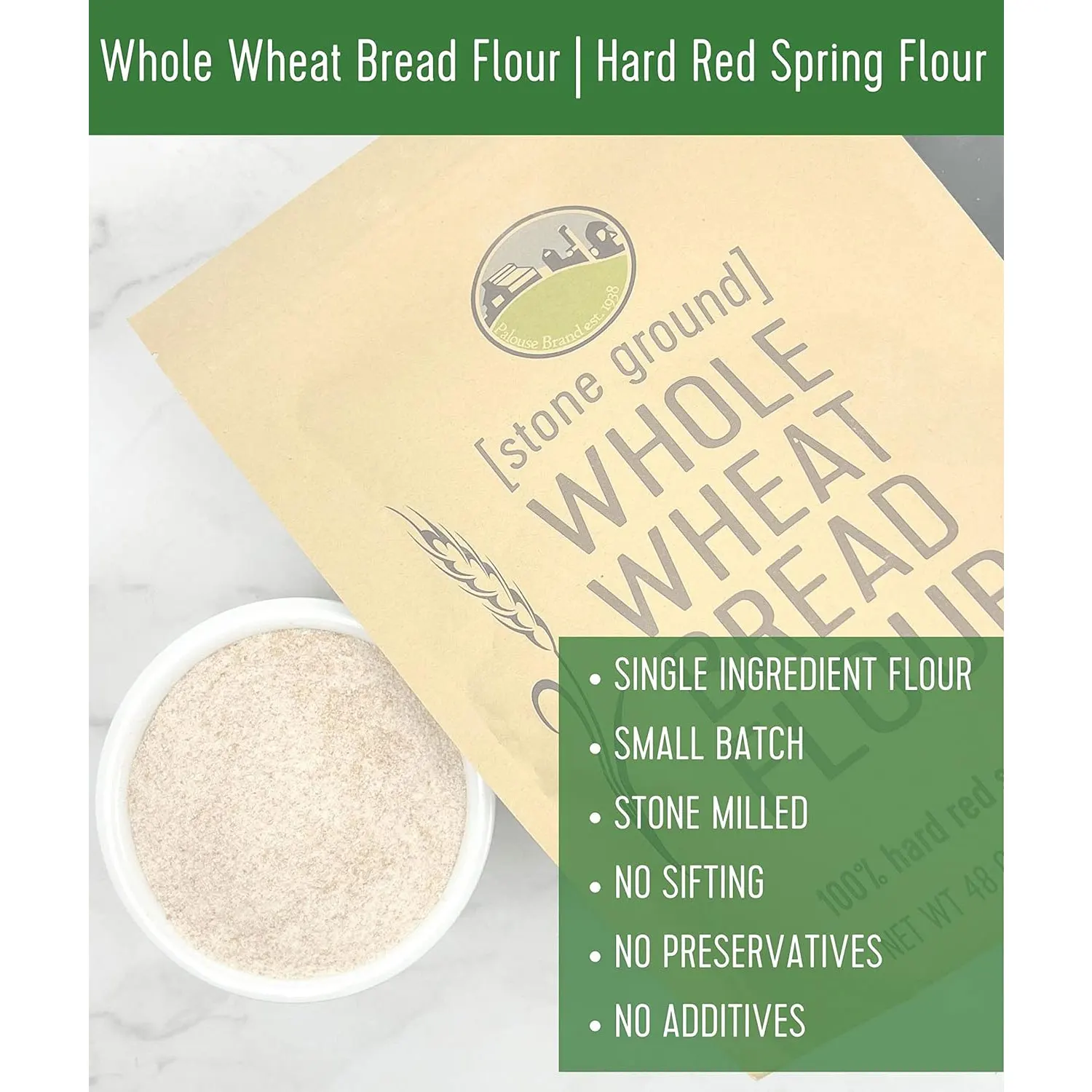 Premium Hard Red Spring Whole Wheat Flour - 3 LBS | Non-GMO, Non ...