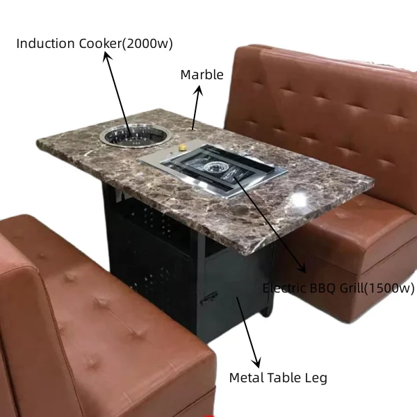 Electric Hot Pot Table for Restaurant - Built in Square