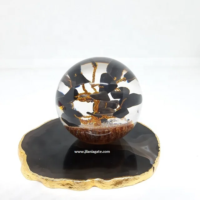 Orgone Agate Sphere With Black Agate Tree Best Quality Orgonite Agate ...