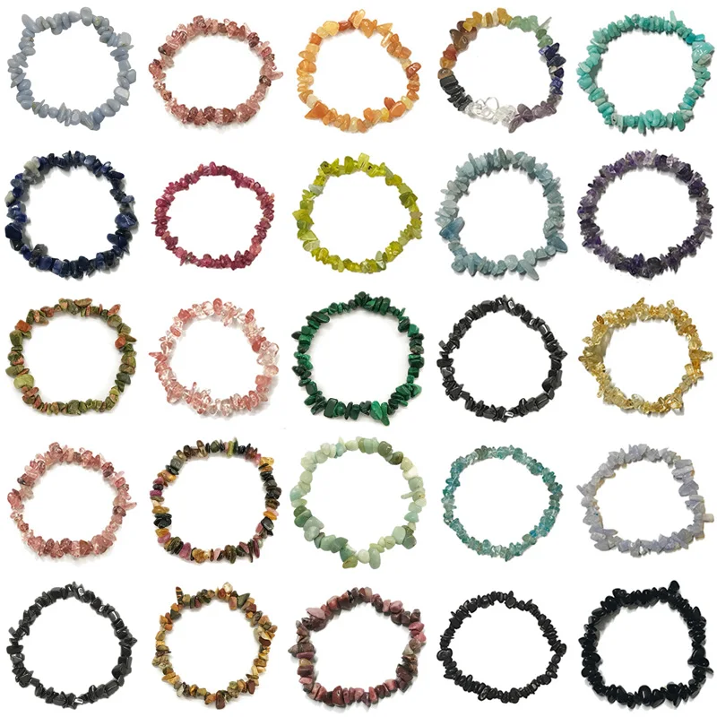 Colored Stone Bracelets Natural Gemstone Chip Bead Bracelets Wholesale ...