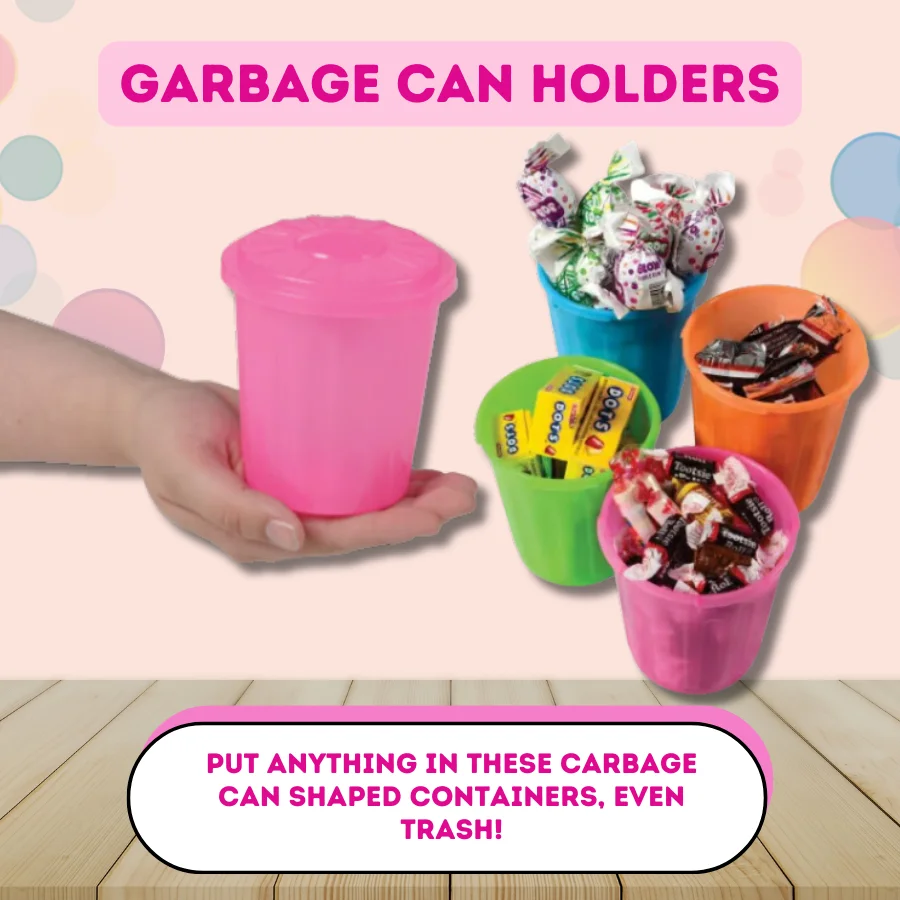 Mini Garbage Trash Can Holders | 4 Assorted Colors | Kids Partys And ...