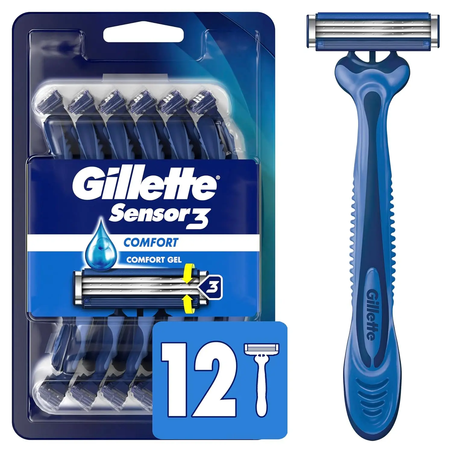 Gillette Sensor3 Sensitive Men's Disposable Razors - Pack Of 4 | Skin ...
