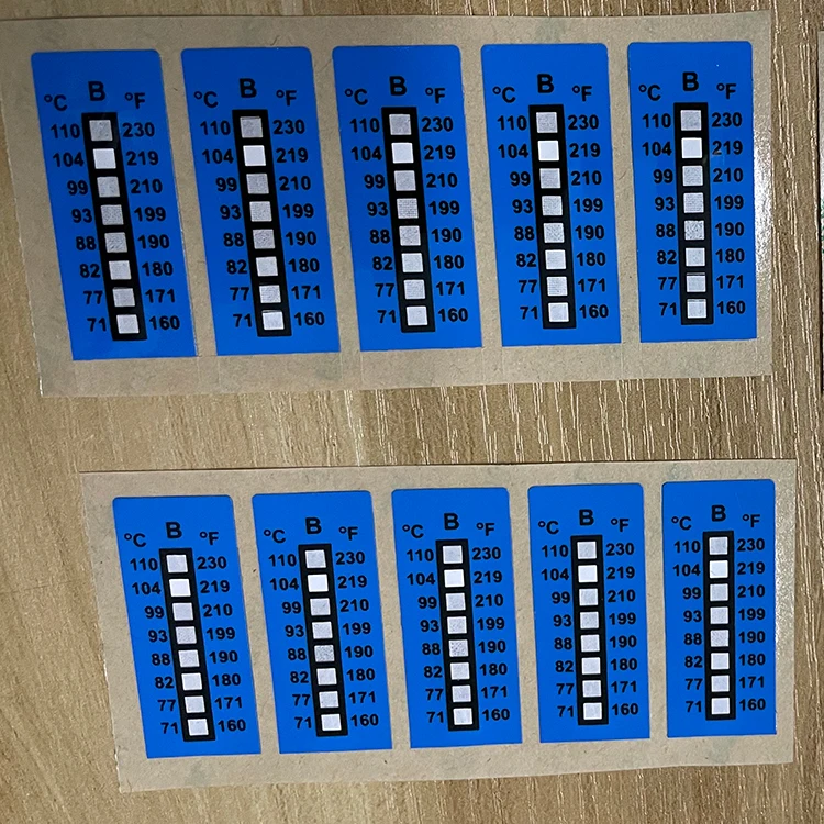 Irreversible 8-Point Vertical Temperature Indicating Labels