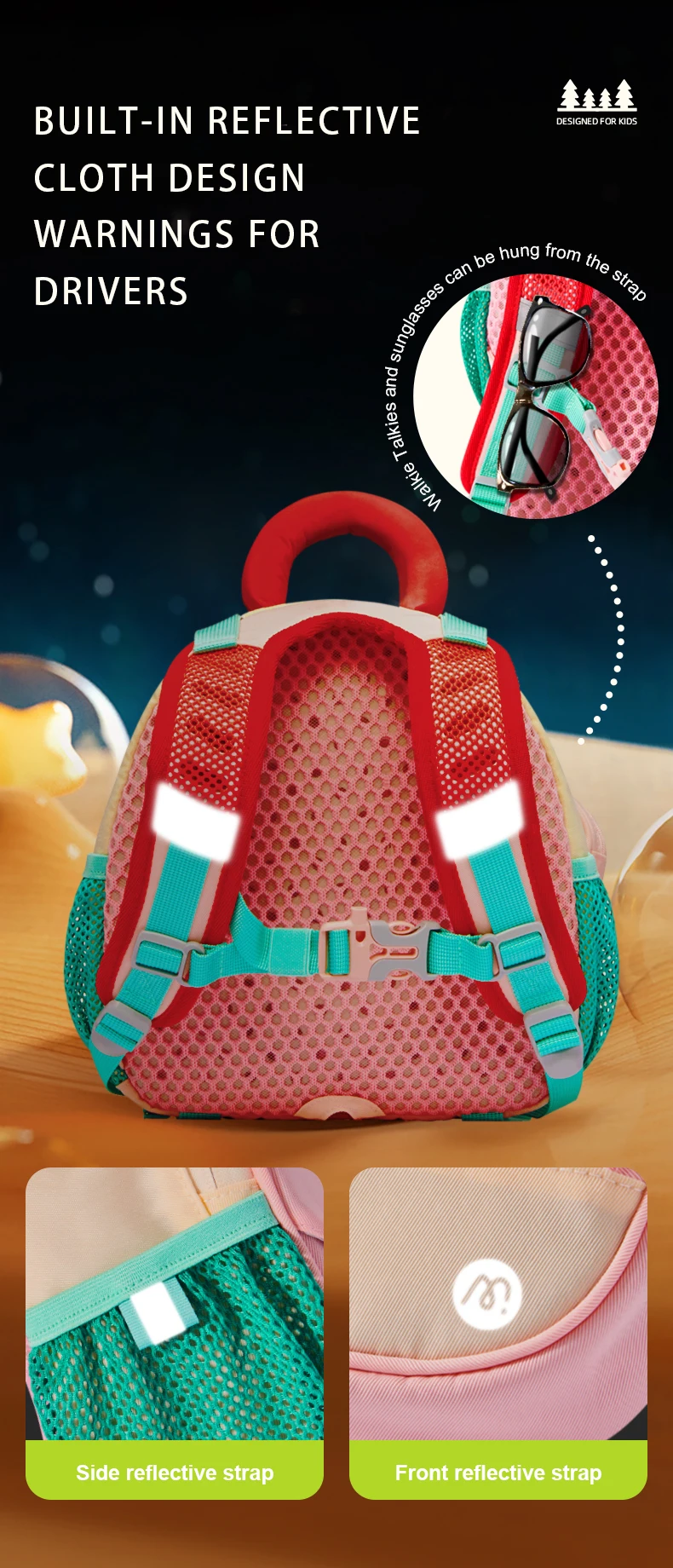 Mideer MD6277 Outing Kids Backpack - Pink Waterproof Schoolbag