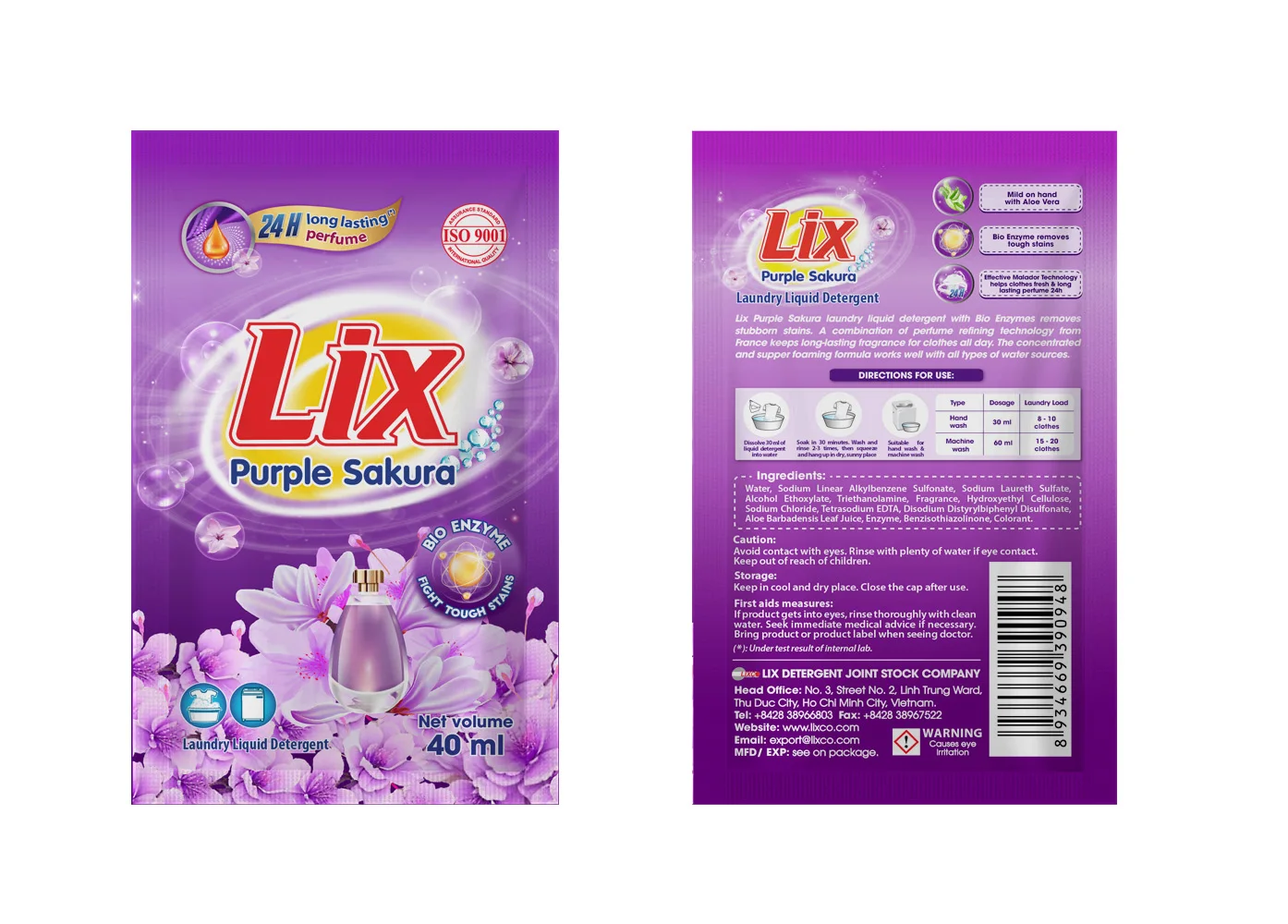 LIX SAKURA High Quality 3KG Laundry Detergent Liquid Eye-Catching Bag and Sachet Packaging With ...