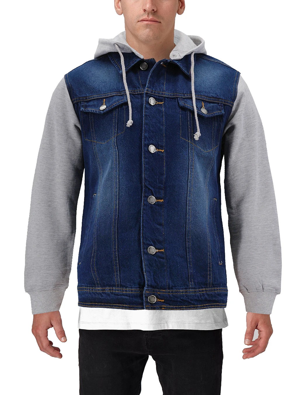 Denim Hoodie Jacket Street Wear Patchwork Jean Jacket With Fur Casual ...