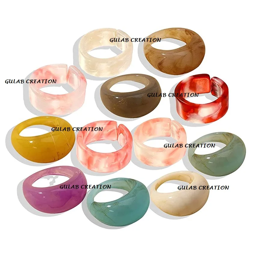 Dome Shape Transparent Acrylic Resin Rings Exaggerated Knuckle Finger ...