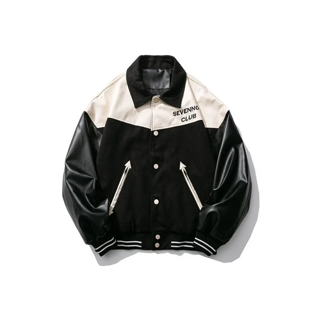Letterman Jacket Genuine Leather Sleeves &wool Blend University School ...