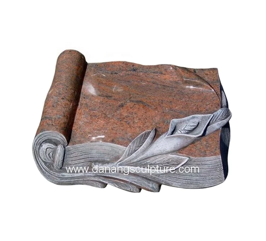 Custom Hand Carved Book Shaped Gravestone - Unique Tombstone