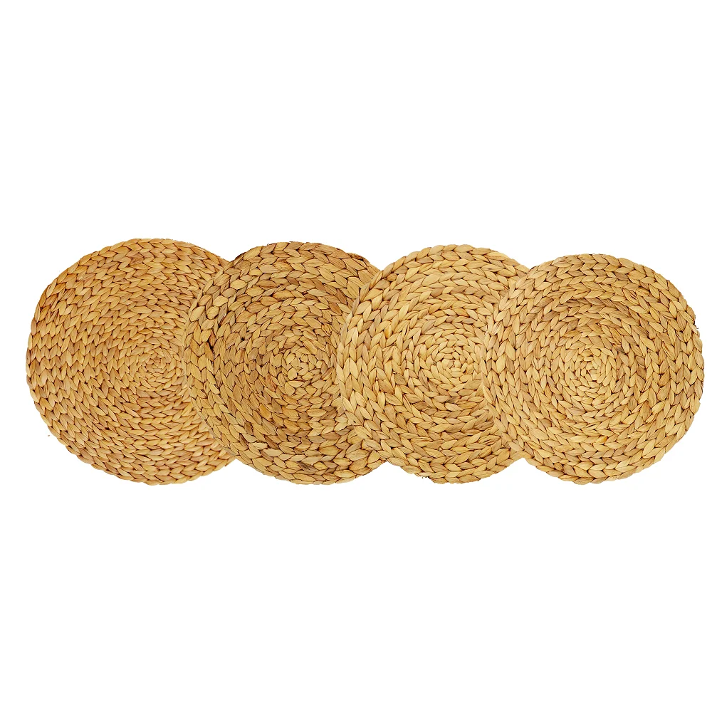 Round Shape Water Hyacinth Home Textiles Handmade Natural Color Solid ...
