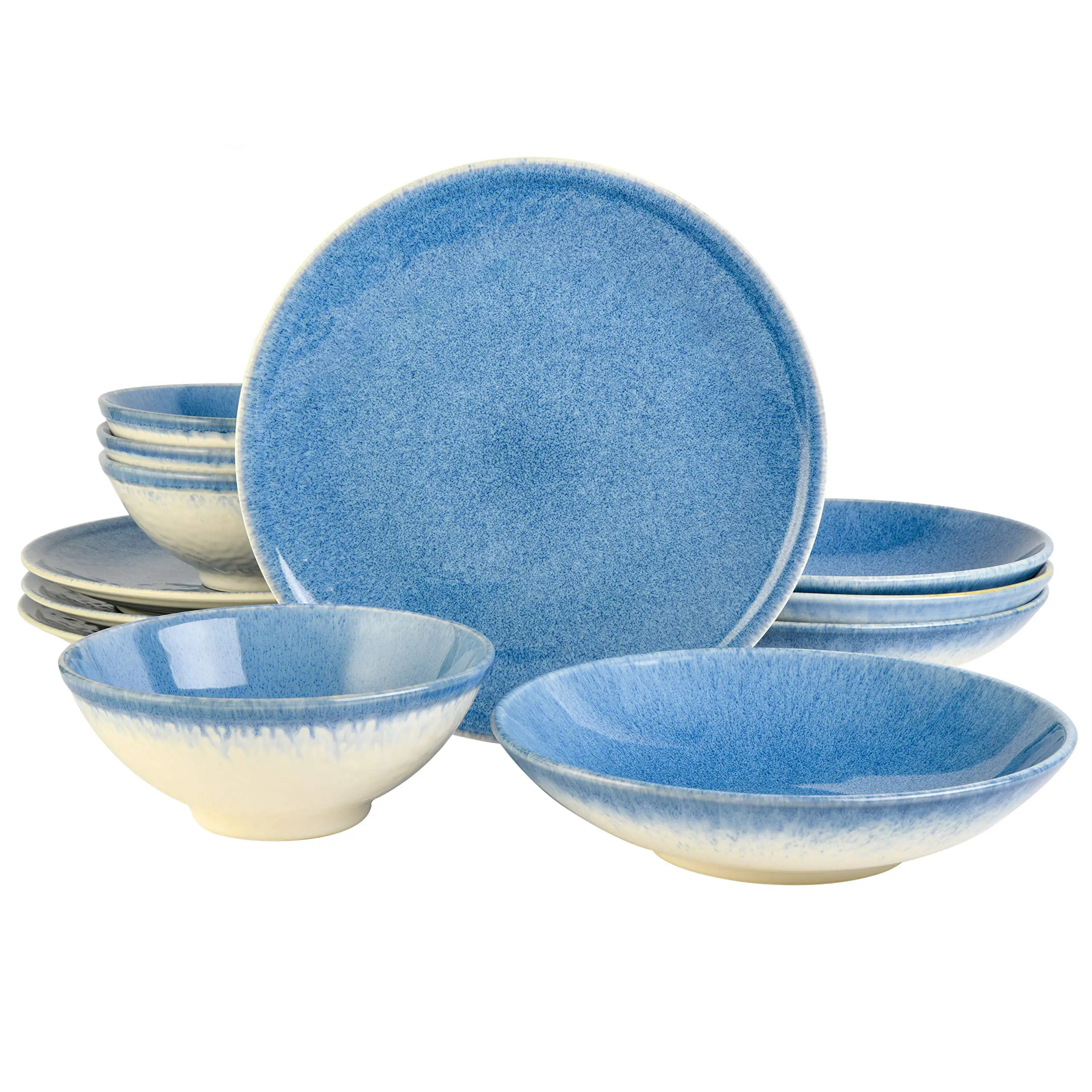Blue Reactive Glaze Stoneware Dinnerware Set - Buy Dinnerware Set 16 ...