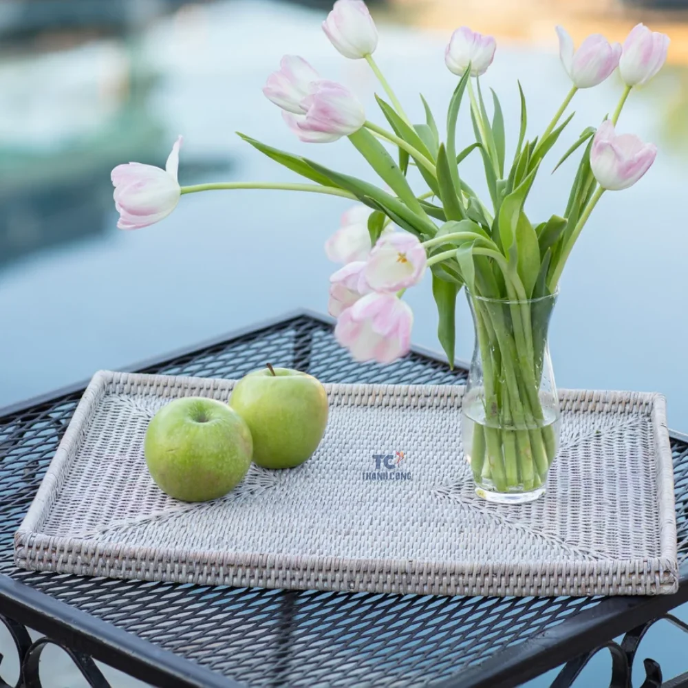 Handmade Wicker Rattan Vegetable Storage Serving Basket Rustic Fish ...