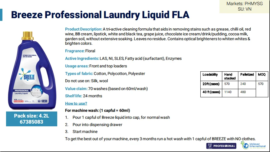 Breeze Professional Laundry Liquid 4x4.2l High Quality Optimum Stains ...