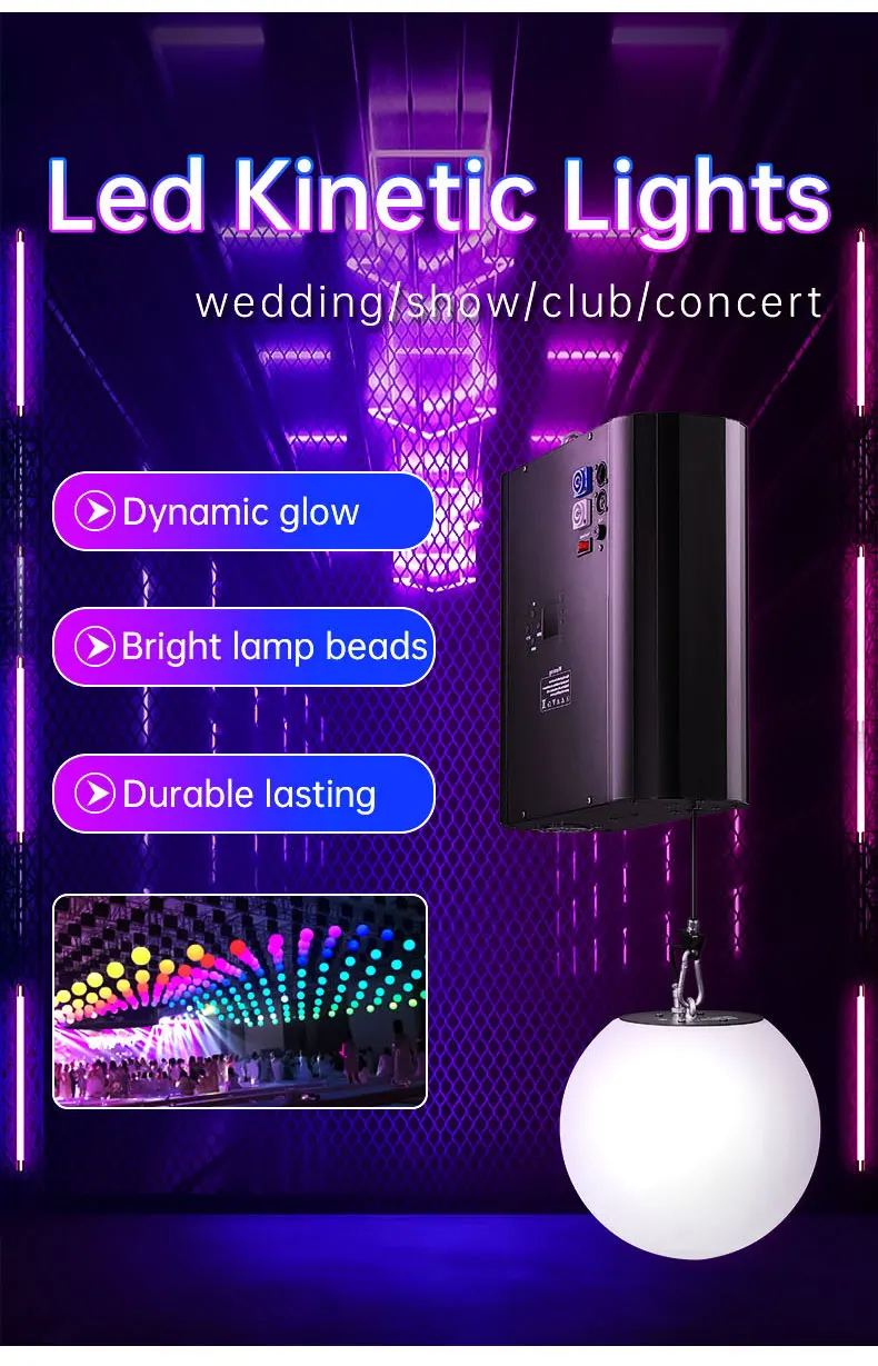 Dmx Control Winch And Kinetic Light System Rgb Led Kinetic Lifting Ball ...