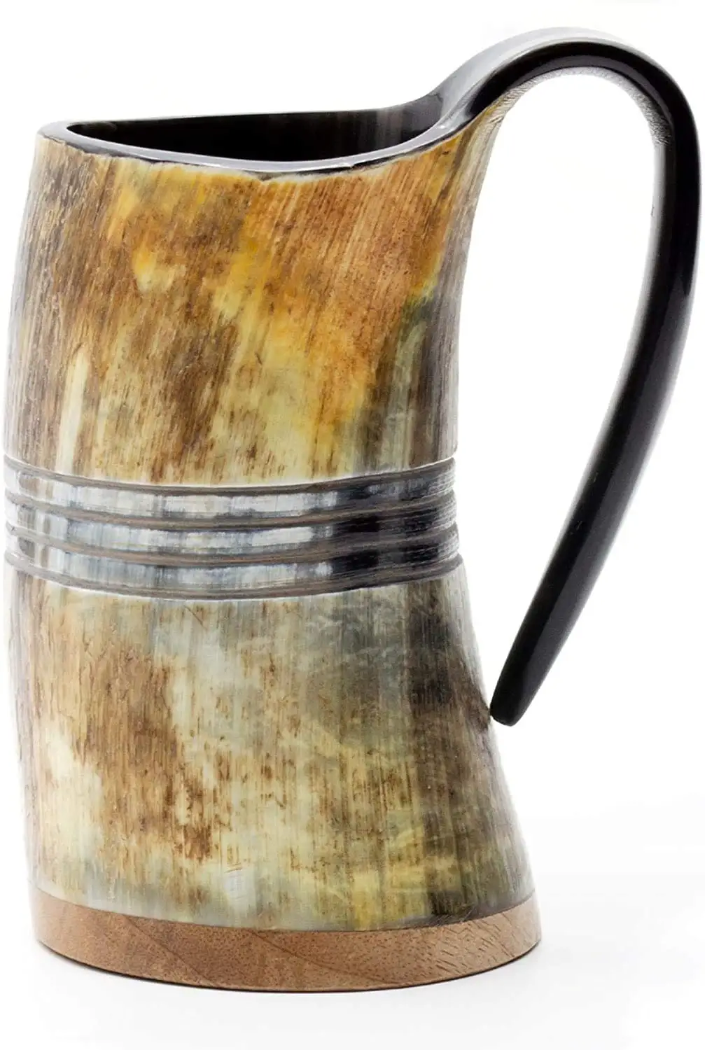 Ox Horn Viking Drinking Horn With Solid Wood Stand Engraved With Thor's ...