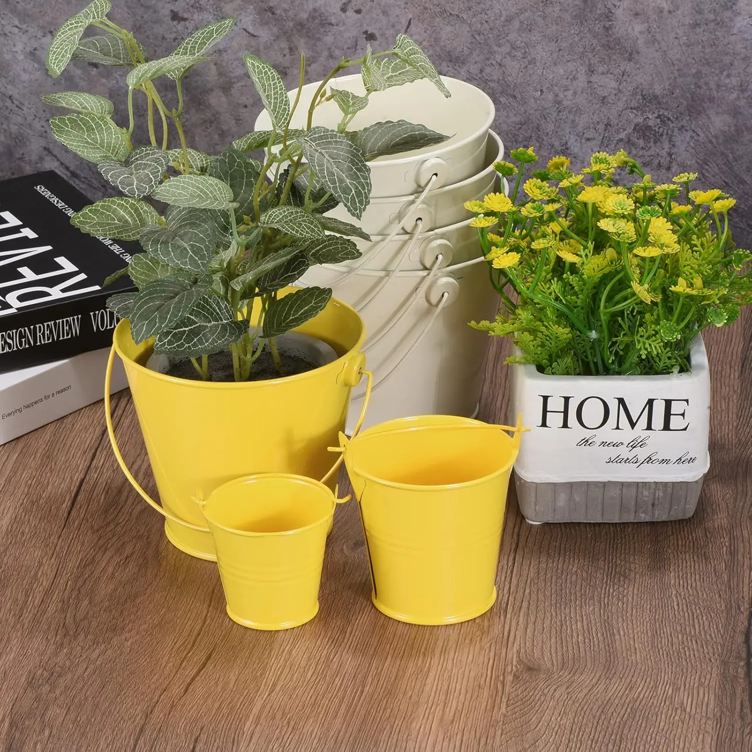 Fancy Design Multi Color Metal Pail Bucket with Handle for Home ...