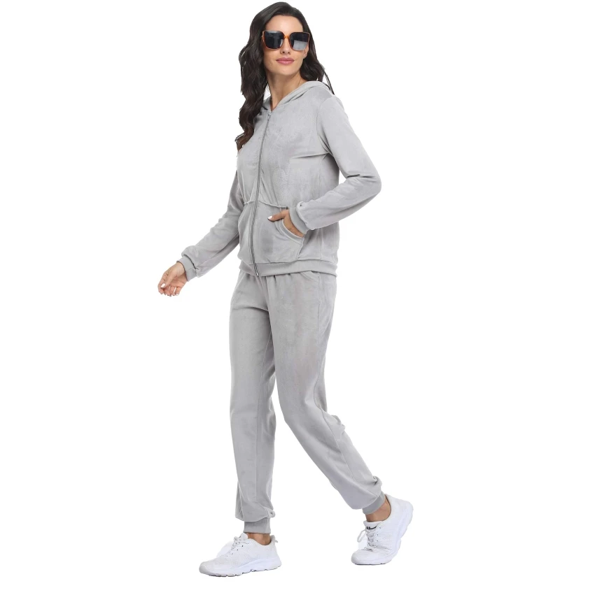High Quality Aoyema Fashion Custom Velour Lady Tracksuit For Women Crop ...