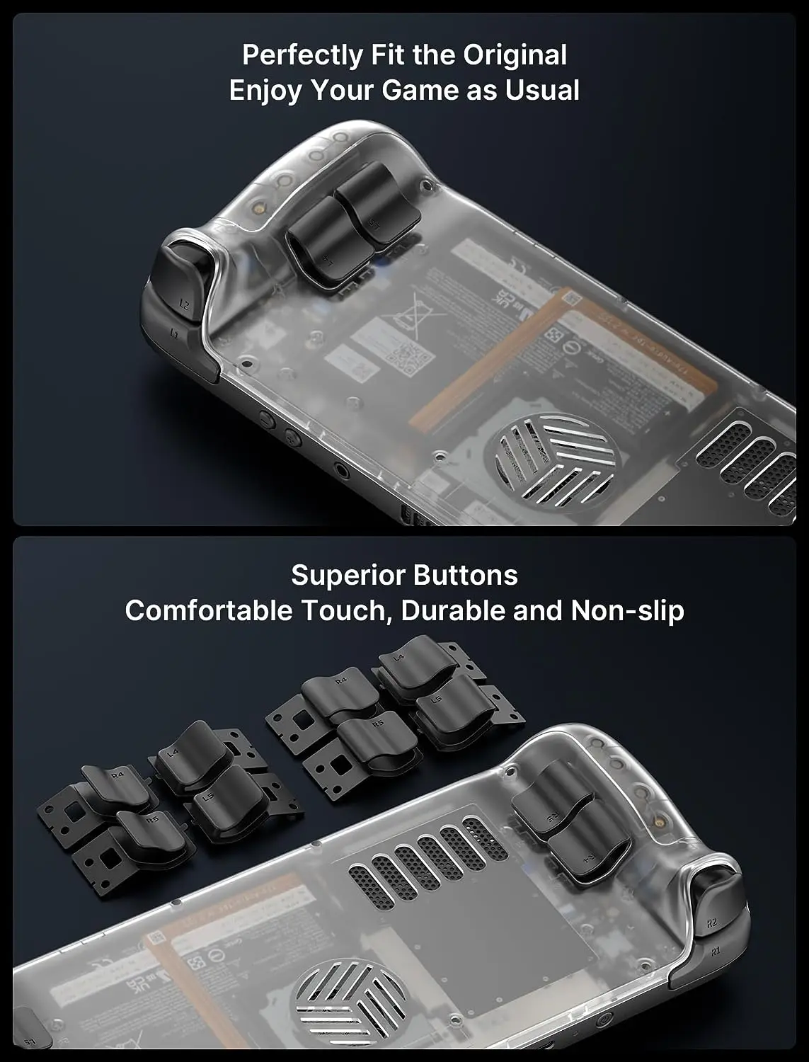 JSAUX Transparent Clear Back Plate Steam Deck Case Cover Accessories ...