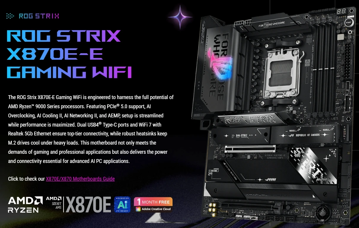 Brand New Arrival ROG STRIX X870E-E GAMING WIFI Motherboard with AMD R ...
