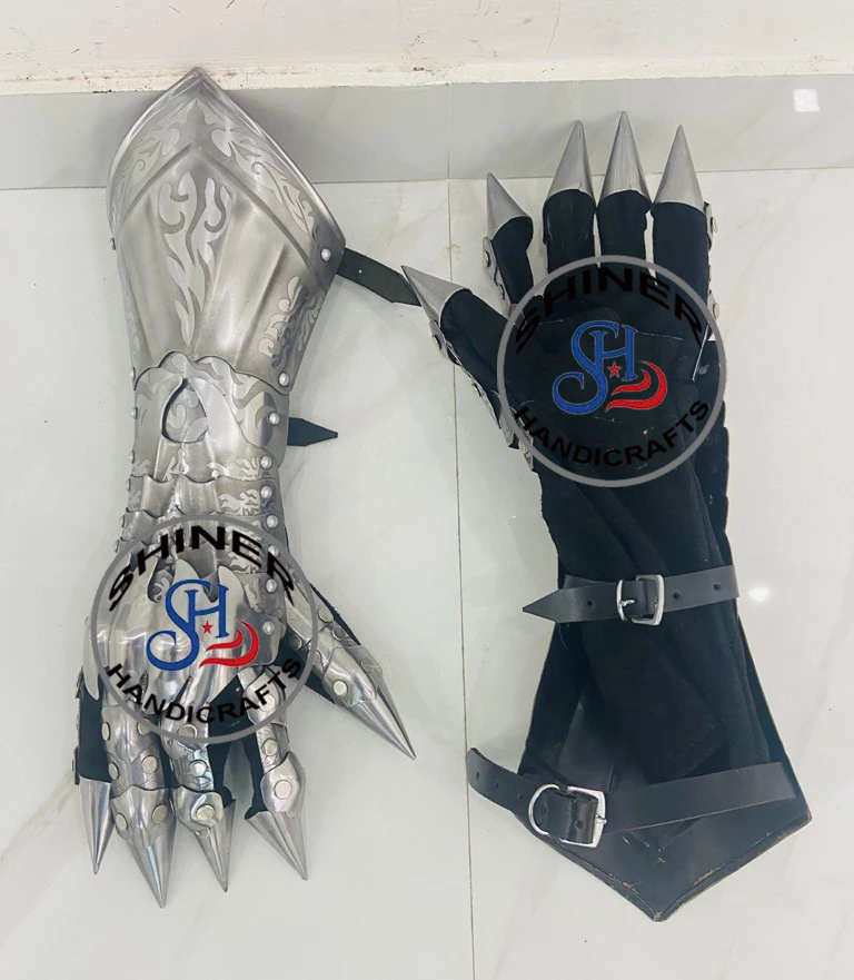 Medieval Warrior Metal Gothic Knight Crusadar Gauntlets Steel Wearable ...