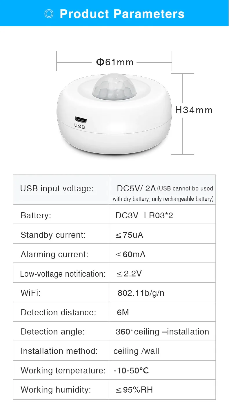 Tuya Wifi 360 Degree Ceiling Infrared Detector Pir Movement Sensor ...