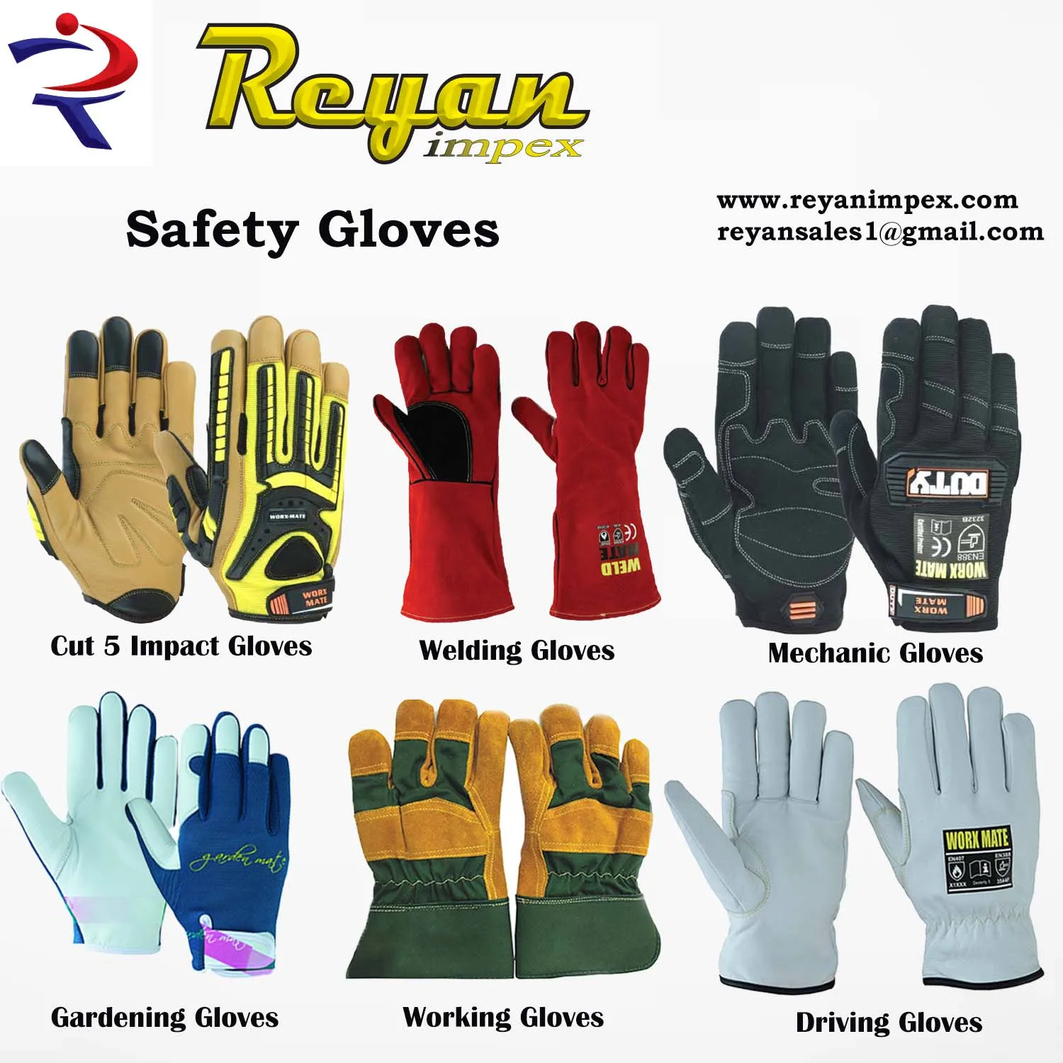 Cow Grain Leather Industrial Working Hand Safety Gloves Automotive Work ...