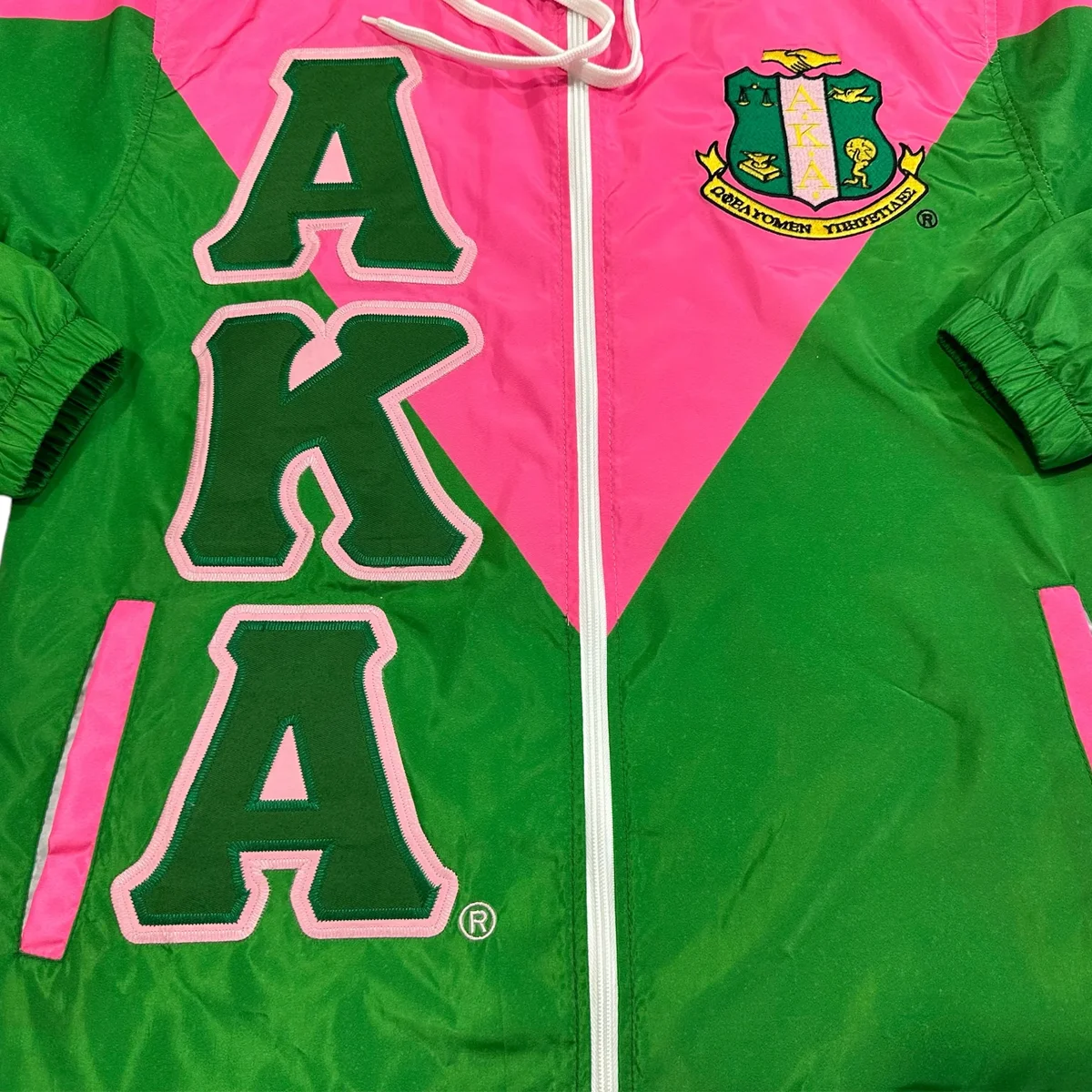 Alpha AKA Nylon Windbreaker Zipper Jacket - Greek Sorority