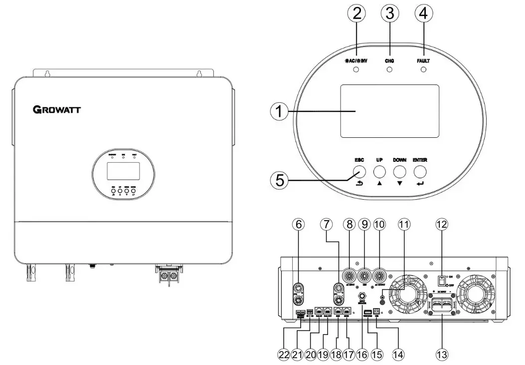 Growatt SPF 6000ES Plus 220v 230v 6000w Solar Hybrid Inverter
