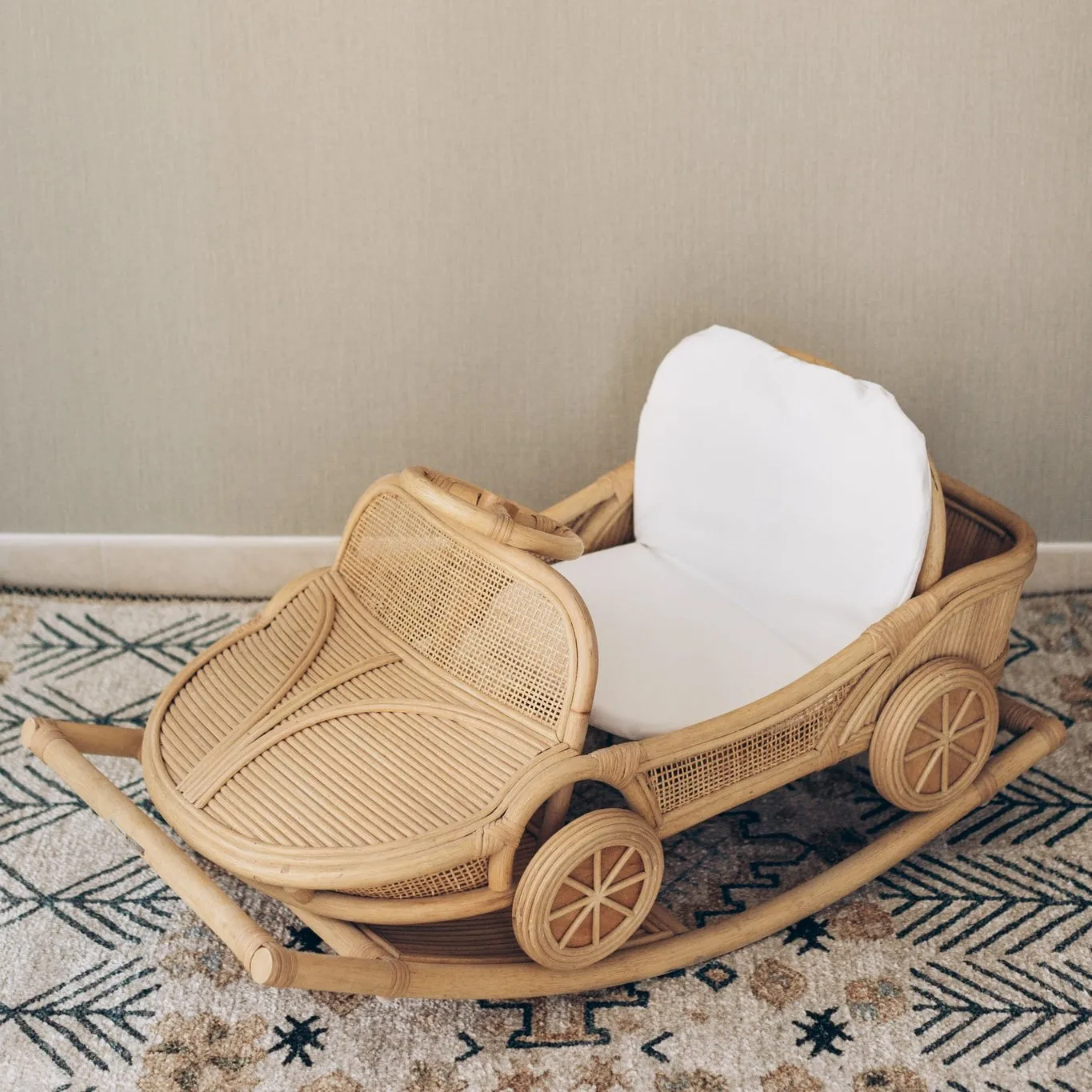 Eco Farmie Rattan Car Rocker - Unique Kids Ride on Toy