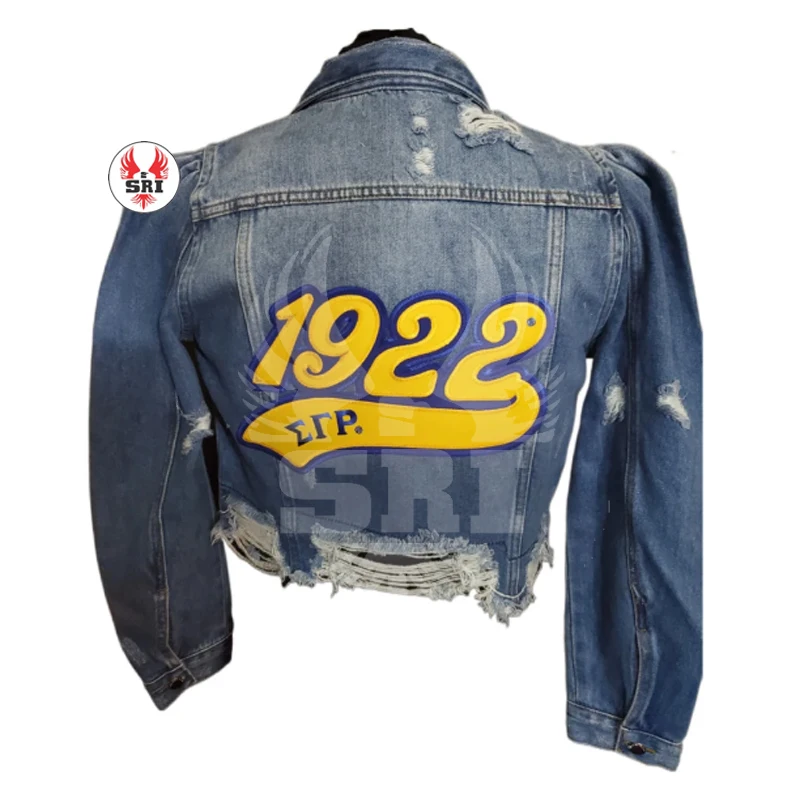 Sigma Gamma Rho Sorority Embroidery Women Denim Jeans Jacket | ZPB ...