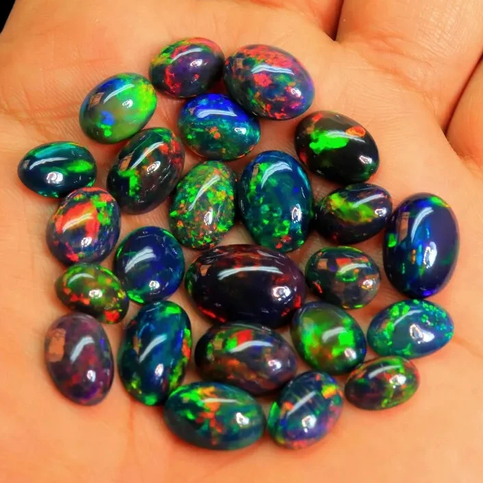 Natural Ethiopian Black Opal Cabochon Smooth Polished Mix Shape Stone ...