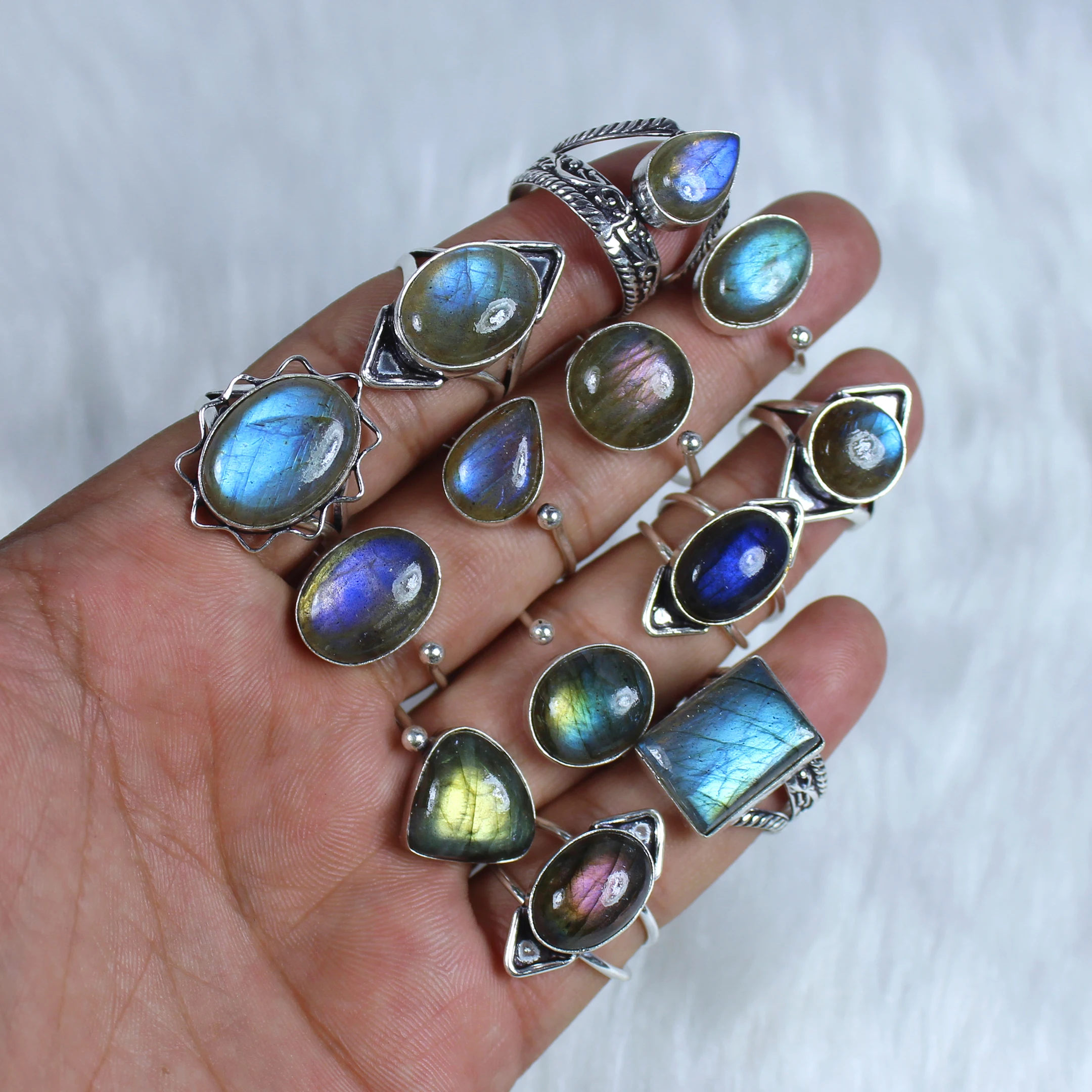 Flashy Multi Labradorite Gemstone Ring Sterling Silver Plated Ring ...