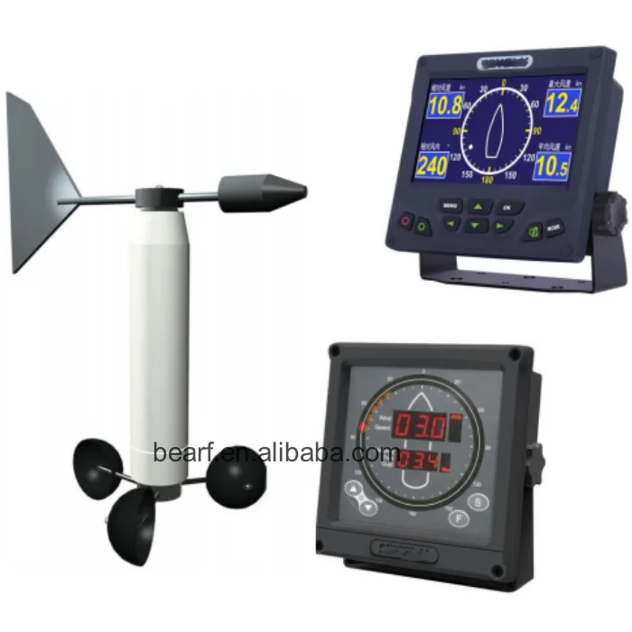 anemometer 7inch LED digital analog display sensor 24V 5W wind speed ...