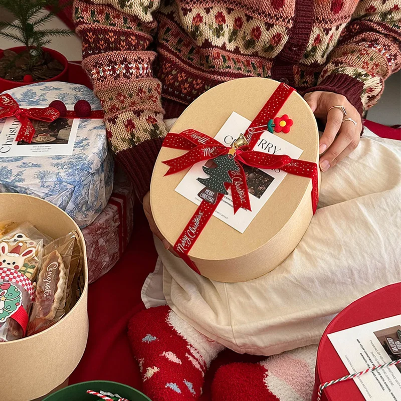 Oval Shape Kraft Paperboard Box Recyclable Holiday Gift Boxes Biscuit ...