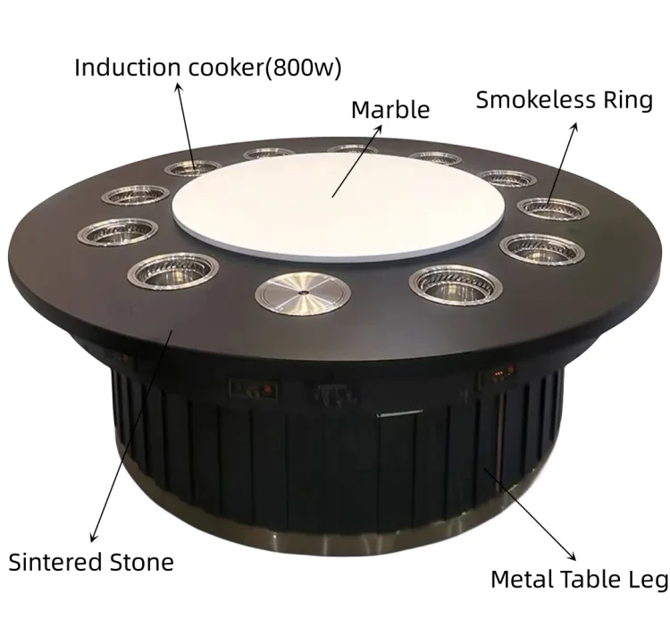 Luxury Style Smokeless Shabu Table - Electric & Customizable